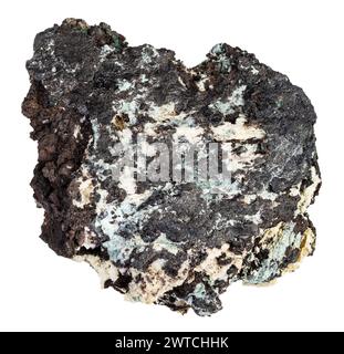 specimen of natural raw tenorite rock cutout on white background Stock ...