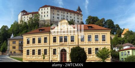 Vimperk castle and Vimperk gymnasium, Czech Republic Stock Photo - Alamy