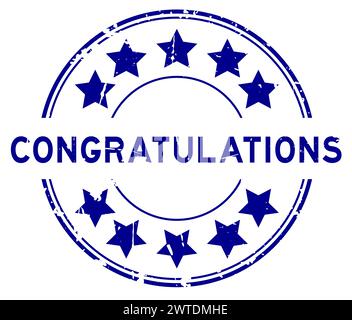 blue round congratulations stamp on white background vector ...
