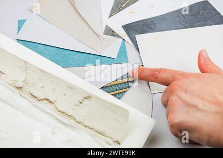 wallpaper selection, wallpaper samples home renovation Stock Photo - Alamy