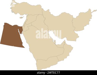 Dark brown map of SYRIA inside light brown map of the Middle East Stock ...