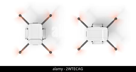 3d rendering of top view of quadcopter isolated on white background ...