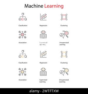 Machine Learning Icons Essential Tools for Data Science Vector Icon ...