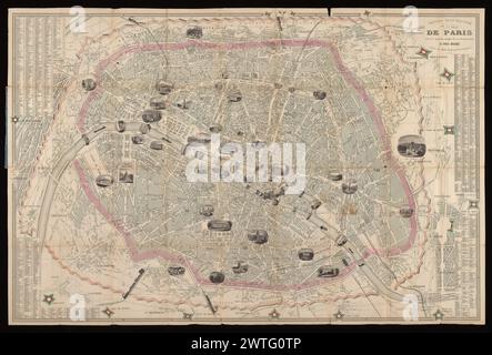 Nouveau plan illustré de la ville de Paris avec le système complet de ...