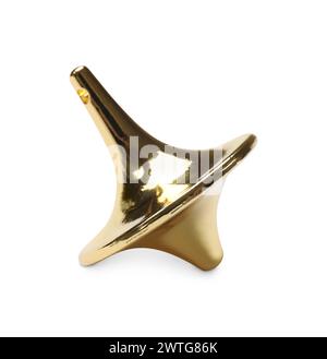 One golden spinning top on white background Stock Photo - Alamy