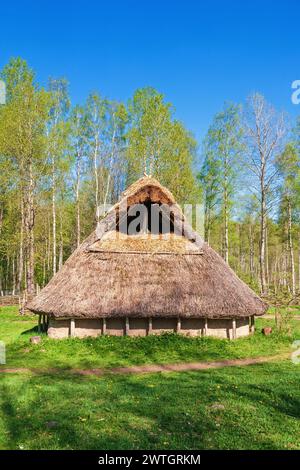 Longhouse stone building thatched roof lived in. Callanish Isle of ...