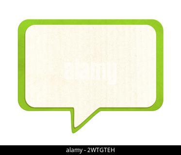 Comic speech bubble from recycled material, flower and leaves ...