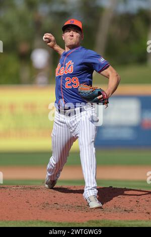 New York Mets' Blade Tidwell looks on prior to his MLB debut during the ...