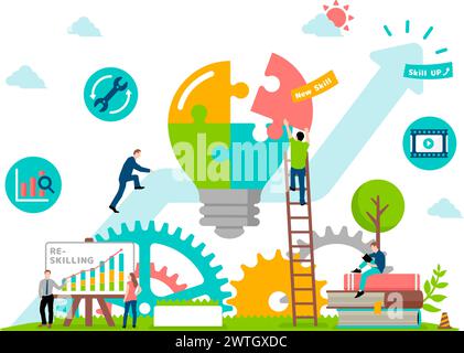 Reskilling ( upskilling ) vector illustration Stock Vector Image & Art ...