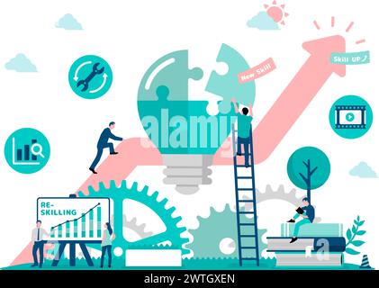 Reskilling ( upskilling ) vector illustration Stock Vector Image & Art ...
