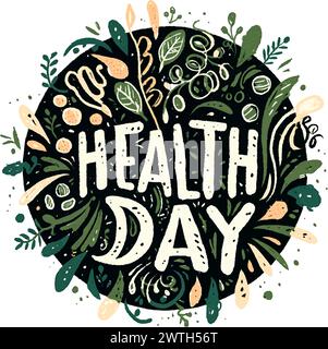 A colorful design of fruits and vegetables with the words Health Day ...