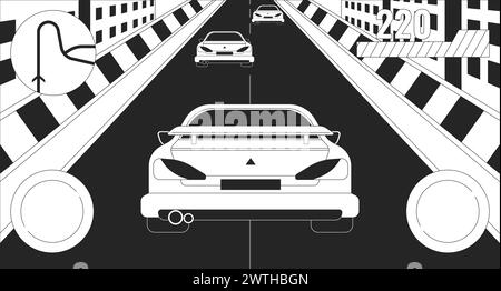 Car racing simulator game 2D linear illustration concept Stock Vector ...