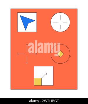 Mobile app development 2D linear cartoon objects set Stock Vector Image ...