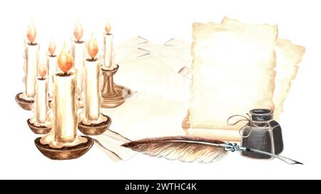 Hand writing with a burning quill Stock Photo - Alamy
