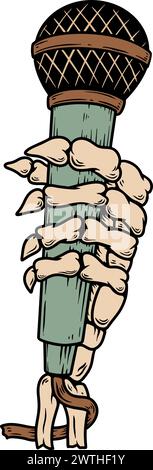 antique microphone and skeleton hand Stock Vector Image & Art - Alamy