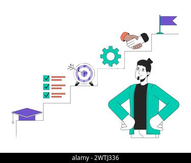 Building career 2D linear cartoon objects set Stock Vector Image & Art ...