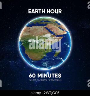Earth Hour 60 minutes poster campaign. Planet Earth in outer space ...