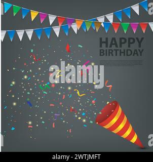 Party Popper Hat, Happy Birthday Cracker, Birthday cap with Glitter ...