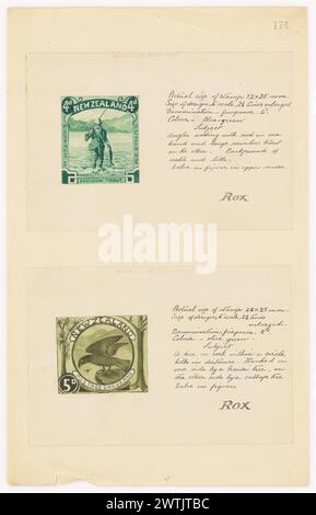 Unaccepted designs for 1935 pictorial stamps design drawings Stock ...