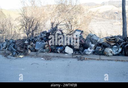 Detail of charred and burned personal objects after a house fire Stock ...