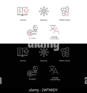Artificial Intelligence Module Vector Icons Illustrating AI Frameworks ...