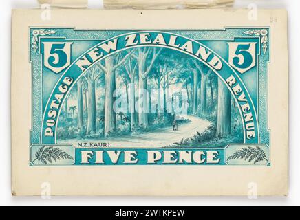 Unaccepted design for five penny 1935 pictorial stamp design drawings ...