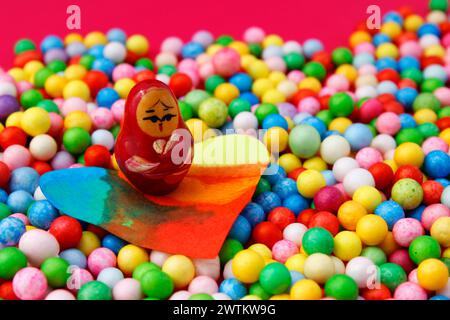 Colorful spheres and Matryoshka, Russian doll Stock Photo - Alamy