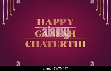 Vector Illustration of Happy Ganesh Chaturthi text and Ganesh with a ...