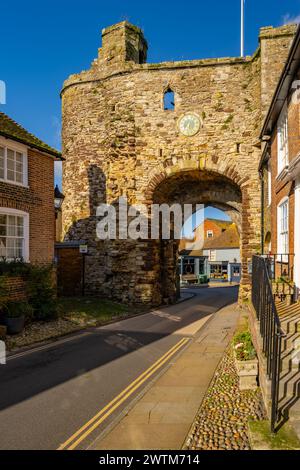 Rye city gate and wall. English historic town in Kent Sussex. medieval ...
