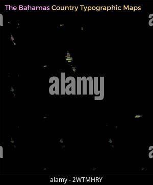 Bahamas map design. Country names in different languages and map shape ...