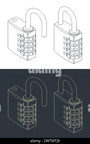 Stylized vector illustrations of combination padlock Stock Vector Image ...