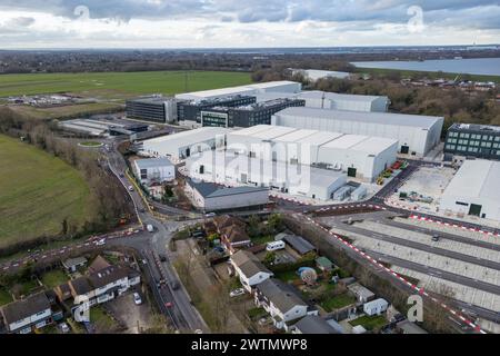 Aerial view of the new extention to Shepperton Studios, completed in ...