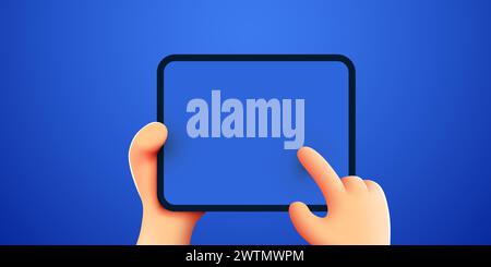 3d Hand holding ipad or tablet pc. Ipad mockup. Editable template ...