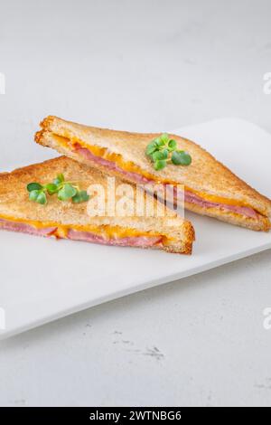 Hot sandwich with ham and cheese cross section Stock Photo - Alamy