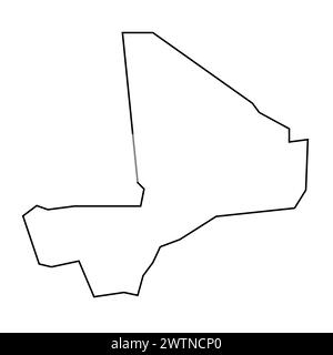 Mali country simplified map. Thin black outline contour. Simple vector ...