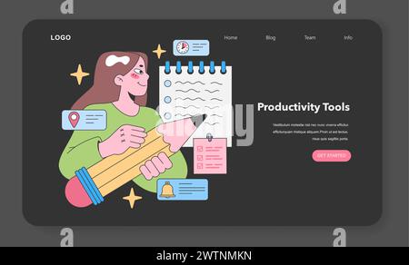 Time Management concept. An organized woman efficiently plans her ...