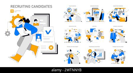 Recruitment process set. Talent sourcing, resume screening, and ...