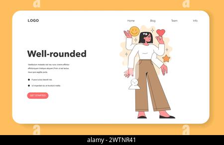 Expressive vector illustration portrays a well-rounded individual ...
