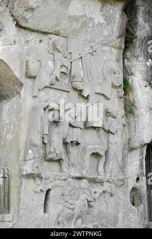 Relief, Externsteine, Teutoburg Forest, Horn-Bad Meinberg, North Rhine ...