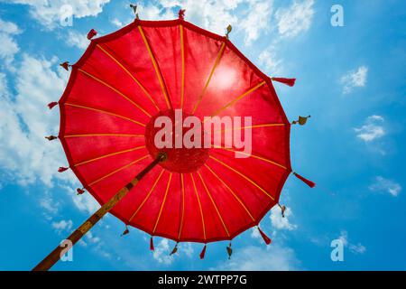 Traditional Balinese temple sunshade as parasol, Hinduism, symbol ...