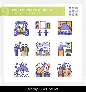 Entertainment activities pixel perfect RGB color icons set Stock Vector Image & Art - Alamy
