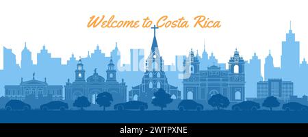 Costa Rica famous landmark silhouette style,vector illustration Stock ...