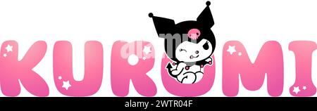 vector illustration Kuromi lettering fonts with character designs for ...