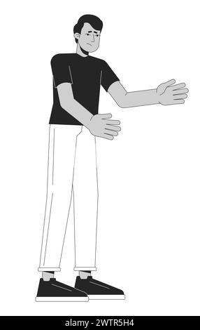 Compassionate indian man arms out 2D linear cartoon character Stock ...