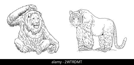 Coloring page with the animals mutants. Coloring book with fantasy ...