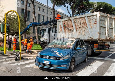 Caduto albero su una macchina su Via Cristoforo Colombo altezza La ...