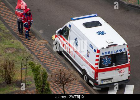 Emergency medical vehicle. 103 Ukrainian ambulance on the street ...