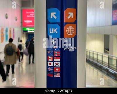 Border entrance into the United Kingdom at Heathrow Terminal 2, England ...