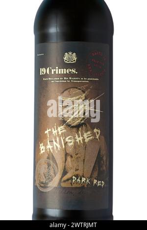 Bottles of The Banished 19 Crimes Australian red wine Stock Photo - Alamy