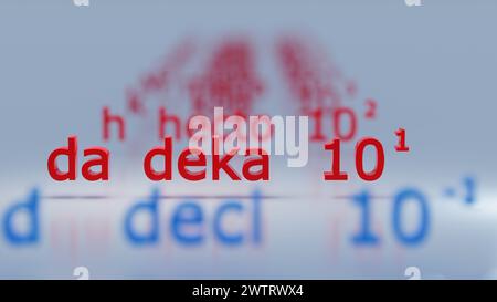 Metric Prefixes numbers - 3D render illustration - white background ...
